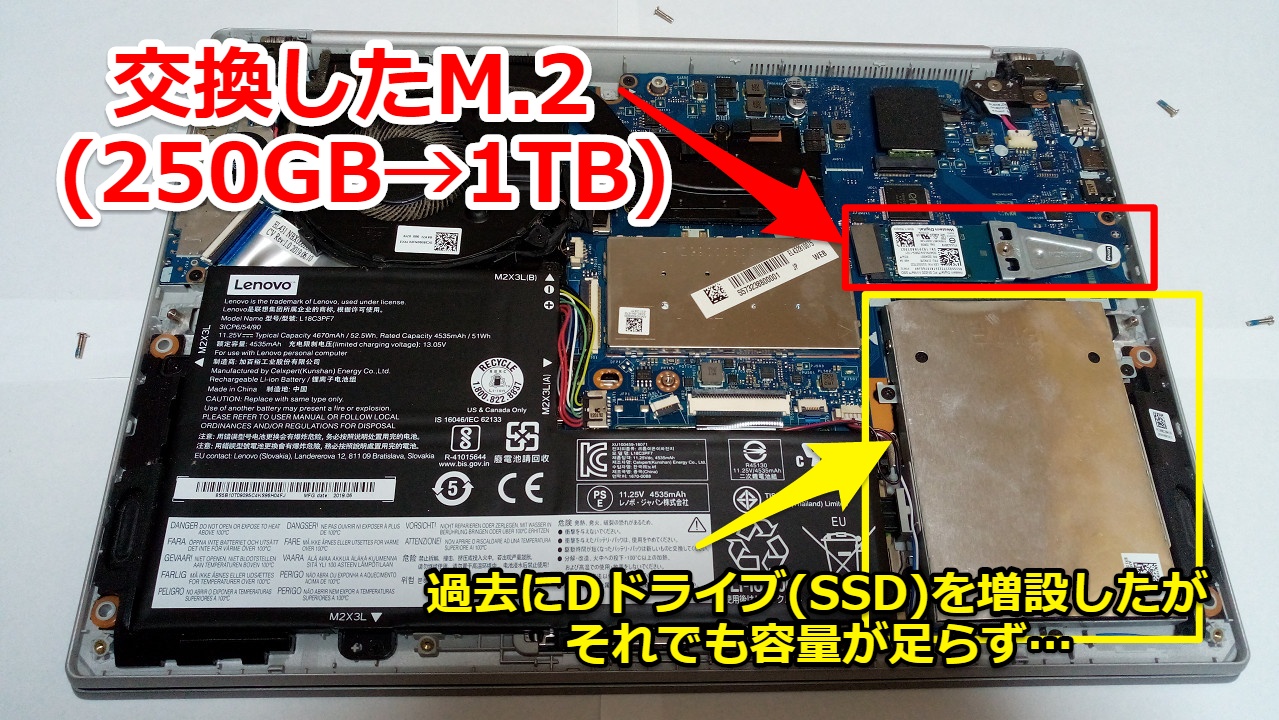 M.2のSSDを換装！ノートPCの容量を増やしてみた