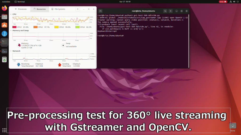360°カメラ(RICOH THETA)をGStreamer+OpenCVで処理してみた