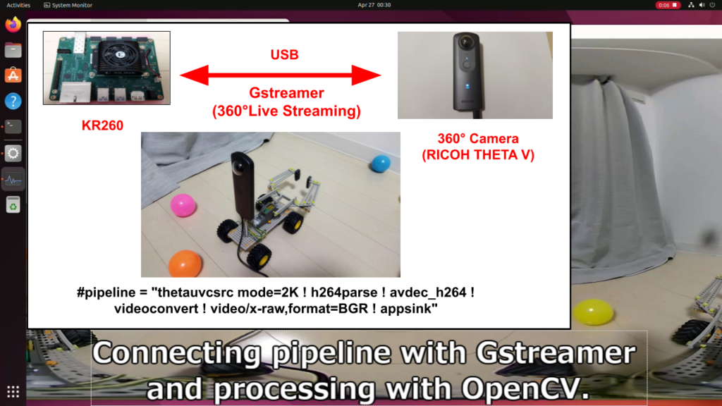360°カメラ(RICOH THETA)をGStreamer+OpenCVで処理してみた