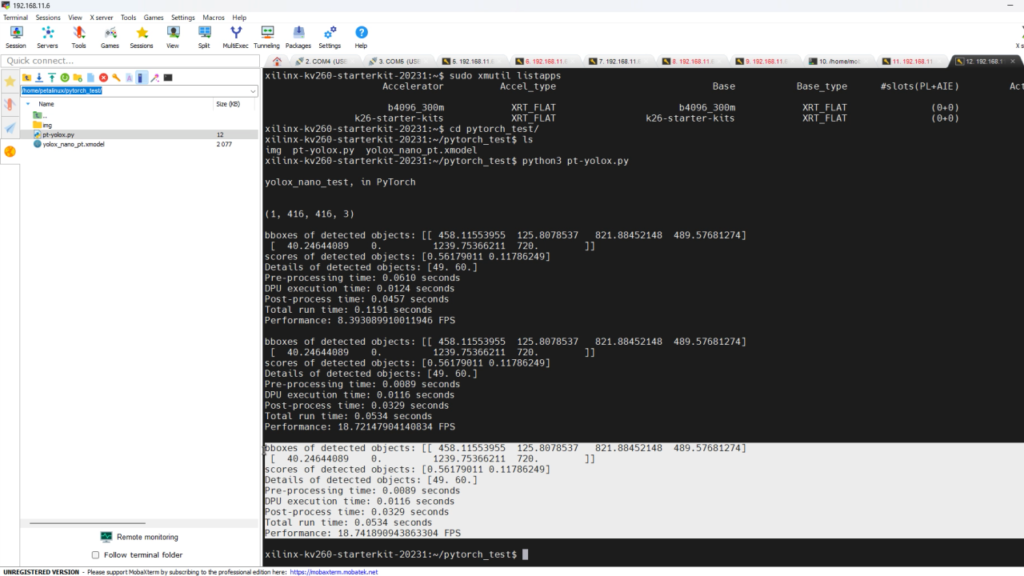KV260とPetalinuxでPyTorchのテスト(YOLOX+Python編)